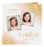 Communiefeest uitnodiging waterverf goud roze | Kaartje2go