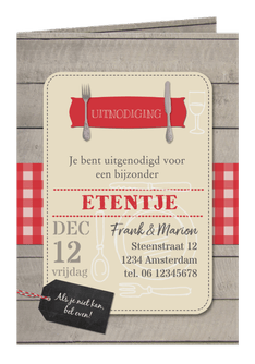 Uitnodiging etentje - Uitnodiging diner maken | Kaartje2go