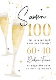 Uitnodiging samen 100 feestje champagne goud | Kaartje2go