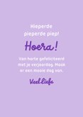 Verjaardagskaart paars hiep hiep met stippen | Kaartje2go