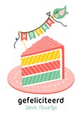 Verjaardagskaart taart slingers rood groen | Kaartje2go