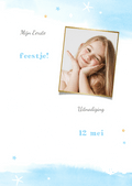 Communiefeest uitnodiging meisje waterverf | Kaartje2go