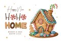 Kerst verhuiskaart snoep gingerbread huisje | Kaartje2go