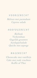 Moderne menukaart in blauw hapjes en meer | Kaartje2go