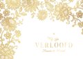 Trouwkaart verloofd vintage kant goud bloemen | Kaartje2go