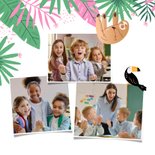 Bedankkaart dankjewel juf vrolijke tropische | Kaartje2go