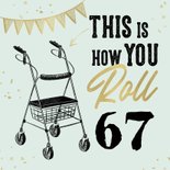 Felicitatiekaart grappig man pensioen rollator | Kaartje2go