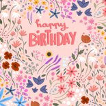 Verjaardagskaart bloemen explosie roze | Kaartje2go
