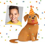 Verjaardagskaart hond confetti happy birthday | Kaartje2go