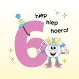 Verjaardagskaartje 6 jaar hiep hiep hoera | Kaartje2go