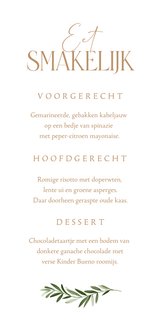 Menukaart trouwdag kraftpapier takje stijlvol | Kaartje2go