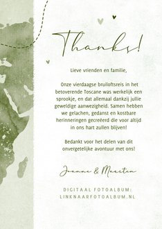 Bedankkaart paspoort wereldkaart liefde groen | Kaartje2go