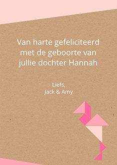 Felicitatie- Tangram flamingo voor een meisje | Kaartje2go