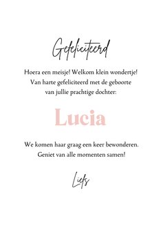 Felicitatiekaart geboorte meisje regenboog goud | Kaartje2go