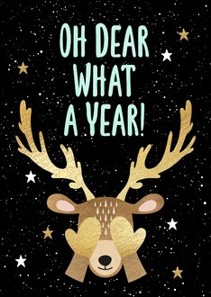 Grappige kerstkaart hert Oh my dear | Kaartje2go