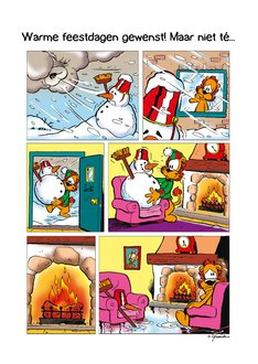 Kerst Loeki strip smeltende sneeuwpop | Kaartje2go