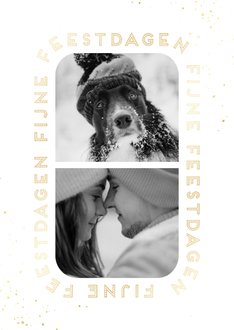 Kerstkaart afgeronde rechthoek met twee foto's | Kaartje2go