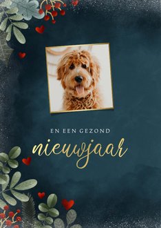 Kerstkaart met kerstkader, sneeuw, foto's fijne | Kaartje2go