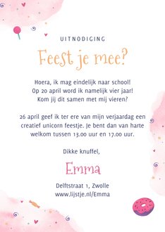 Kinderfeestje uitnodiging unicorn eenhoorn | Kaartje2go