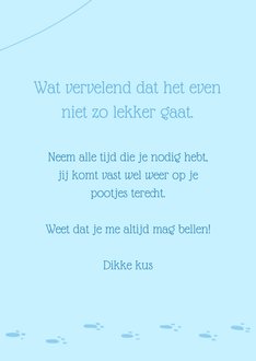 Lieve beterschapskaart kat aan wasdraad | Kaartje2go