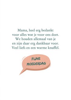 Moederdagkaart met kleurrijke tekstballonnen | Kaartje2go