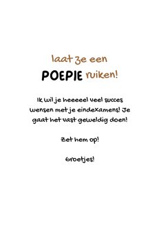 Succes kaart kaart laat ze een poepie ruiken | Kaartje2go