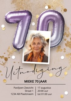 Uitnodiging verjaardag 70 jaar vrouw ballonnen | Kaartje2go