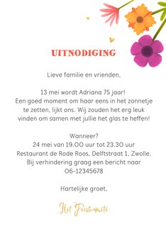 Uitnodiging verjaardagsfeest bloemen hartjes | Kaartje2go