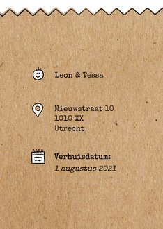 Verhuiskaart voor adreswijziging kraft look | Kaartje2go