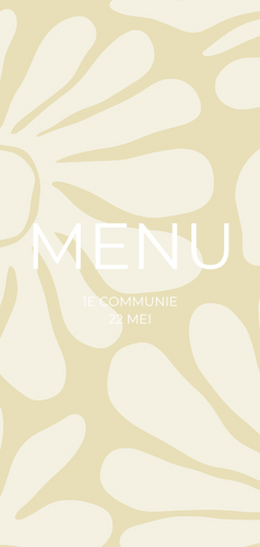 Menukaart beige abstracte bloemen met goudfolie | Kaartje2go