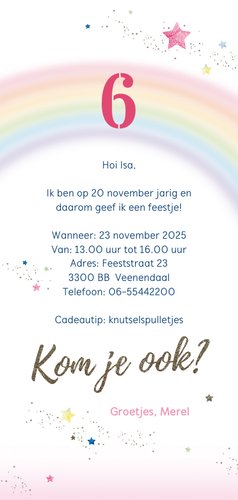 Kinderfeestje uitnodiging unicorn met bloemen | Kaartje2go