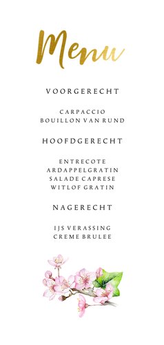 Menu trouwen bloesem klimop - Trouwkaarten | Kaartje2go