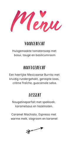 Menukaart 21 diner hip en modern - Menukaarten | Kaartje2go