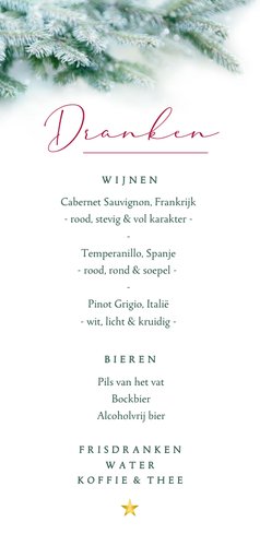 Menukaart kerstdiner dennentakjes | Kaartje2go