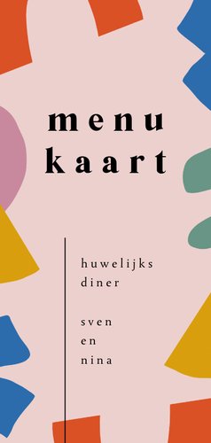 Menukaart kunstzinnig abstract kleurrijk | Kaartje2go