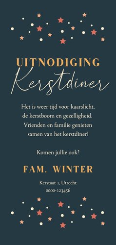 Uitnodiging kerstdiner met sterren en | Kaartje2go