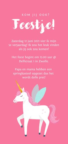 Uitnodiging kinderfeestje meisje eenhoorn met | Kaartje2go