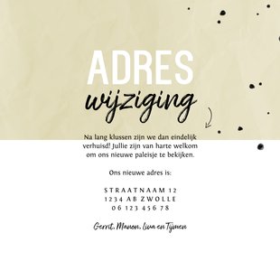 Adreswijziging papierlook met hartjes | Kaartje2go