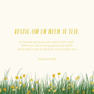 Beterschapskaart graslandschap en knuffel | Kaartje2go