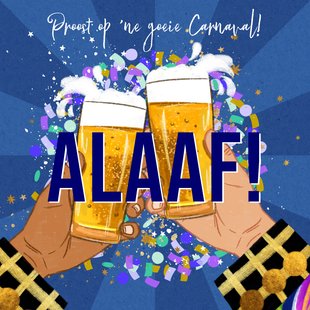 Feestelijke carnavalskaart biertjes proost | Kaartje2go