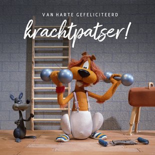 Felicitatiekaart krachtpatser Loeki | Kaartje2go