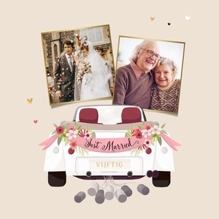 Felicitatiekaartje met oldtimer en gouden 50 | Kaartje2go