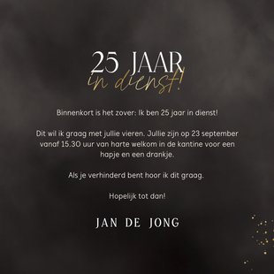 Jubileum 25 jaar in dienst fotocollage zwart | Kaartje2go