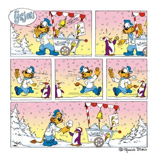 Kerst strip Loeki sneeuw ijsjes - Kerstkaarten | Kaartje2go
