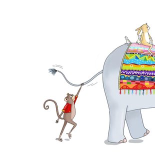 Kinderkaart olifant varken tijger konijn en aap | Kaartje2go