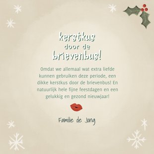 Lieve kerstkaart kerstkus door de brievenbus | Kaartje2go