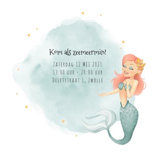 uitnodiging kinderfeestje zeemeermin met foto | Kaartje2go