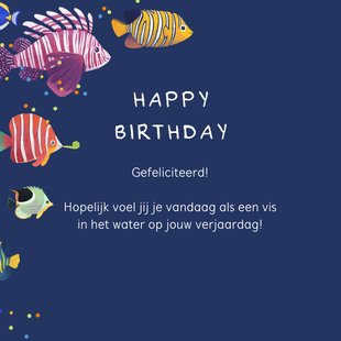 Verjaardagskaart kleurrijk vissen grappig | Kaartje2go