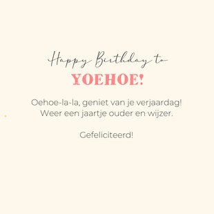 Verjaardagskaart roze grappig uil oehoe | Kaartje2go