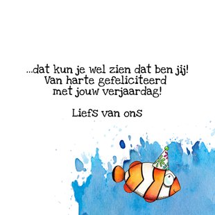 Verjaardagskaart vis met feesthoed | Kaartje2go